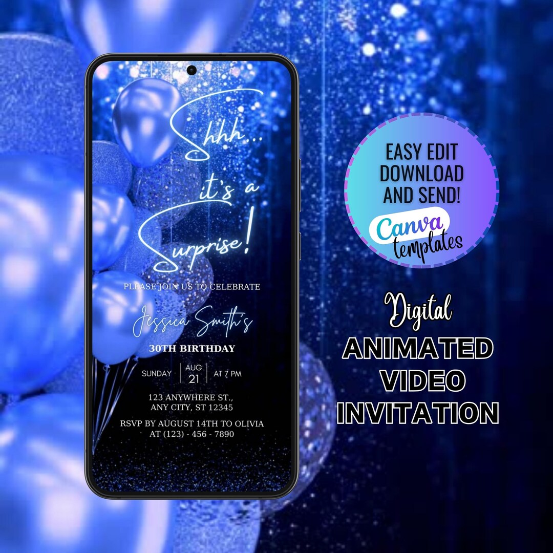 Digital Surprise Birthday Invitation, Shhh It's a Surprise Birthday ...