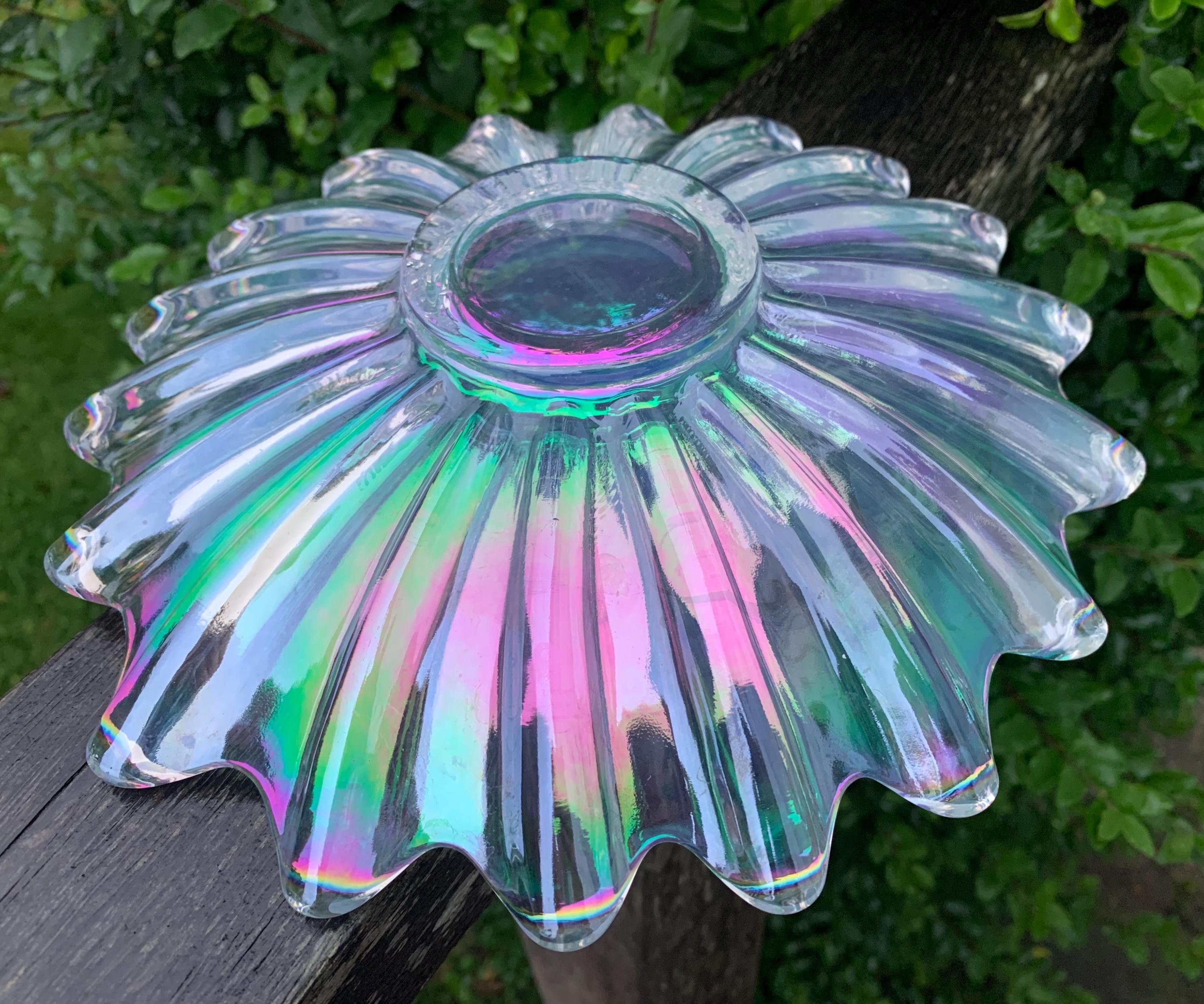 Vintage Iridescent Glass Plate Dish Bowl Starburst 24cm Diameter - Etsy