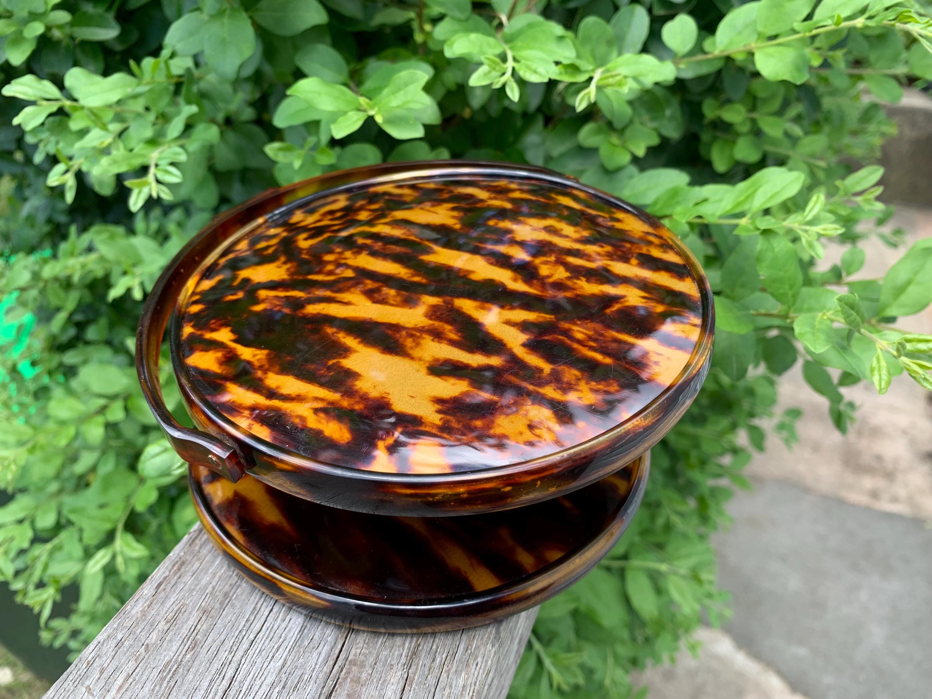 Fabulous Vintage Shaving Fold Away Mirror & Bowl Faux Tortoise Shell ...