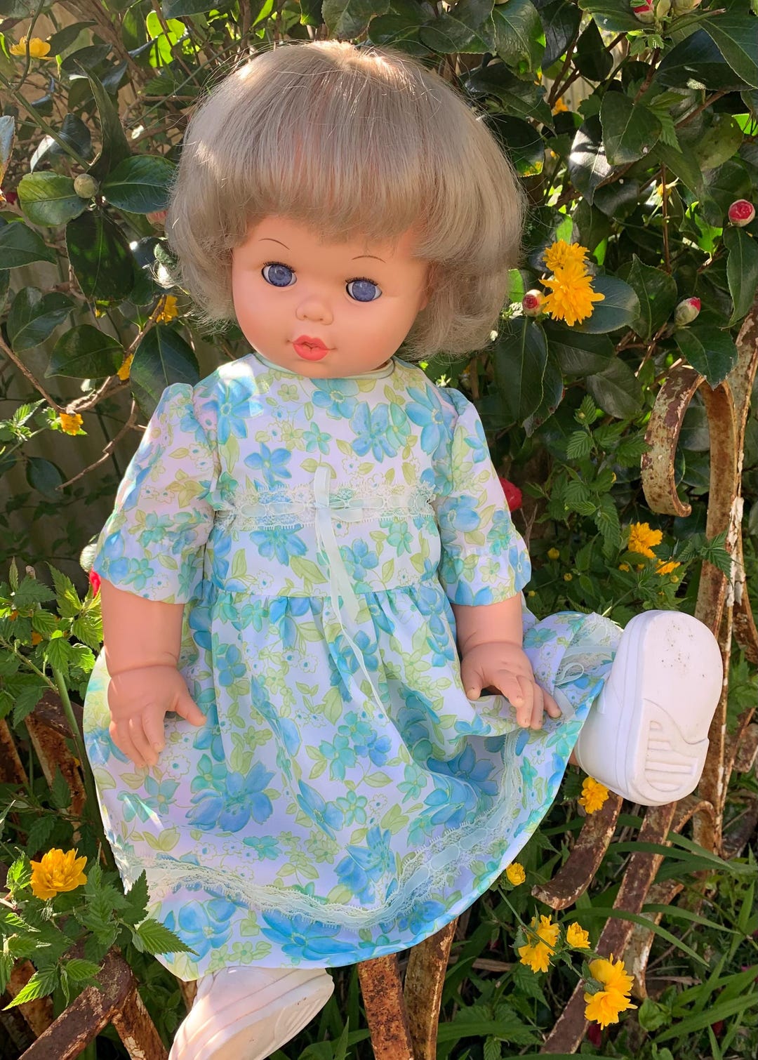 Large Vintage Baby Doll by Estrela Made in Brazil Drink & Wet Blue Eyes ...