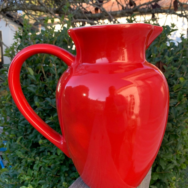 Red Ceramic Pitcher - Etsy