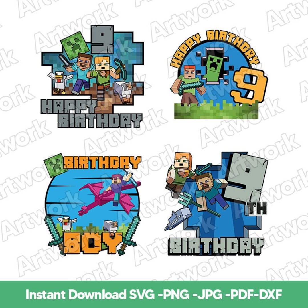 9th Minecraft Svg, Minecfart Birthday Png, 9th Birthday Svg, Video Game ...