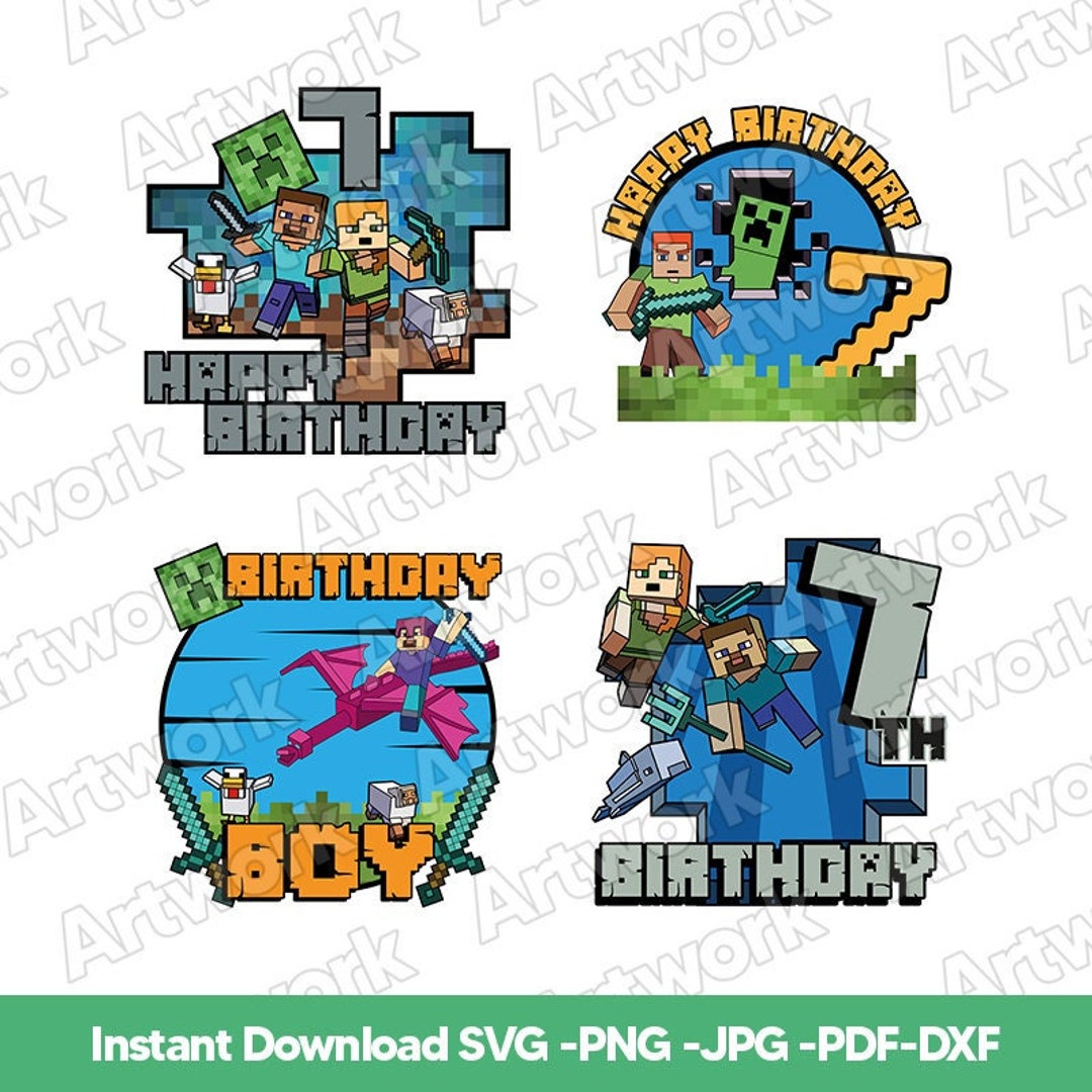 7th Minecraft Svg, Minecfart Birthday Png, 7th Birthday Svg, Video Game ...