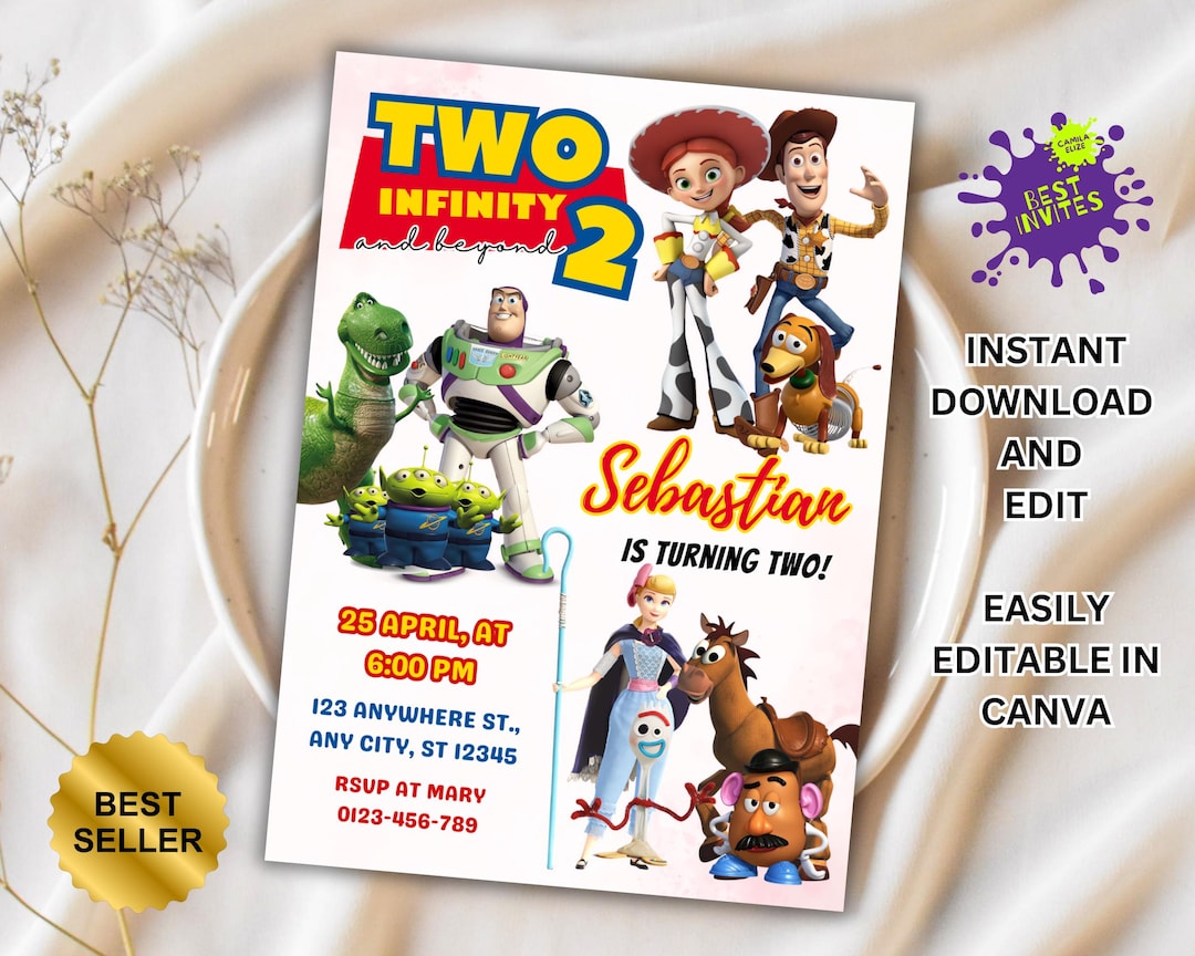 Editable Toy Story Invitation Template, Toy Story Birthday Party, 2nd ...