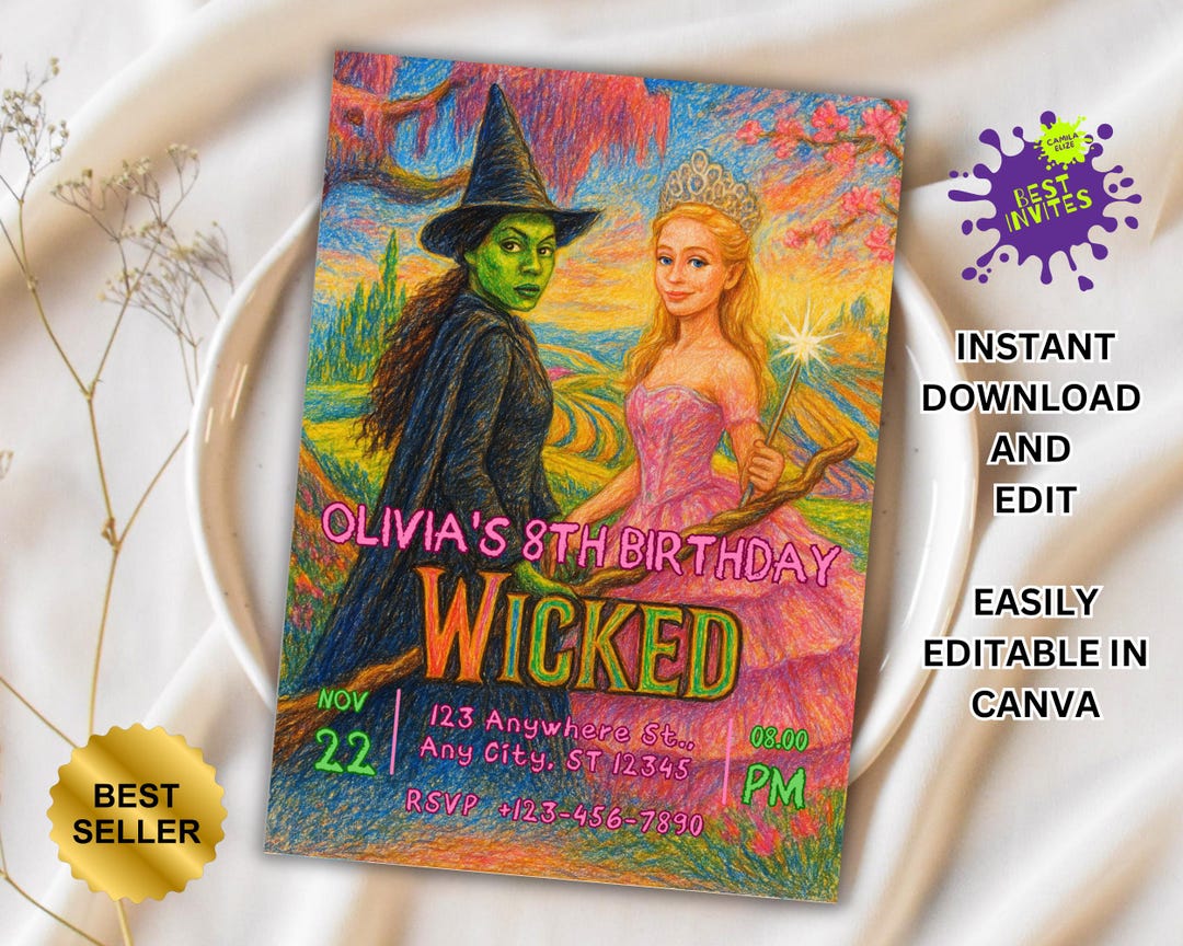 Wicked Birthday Party Invitation, Wicked Party Invitation, WICKED ...