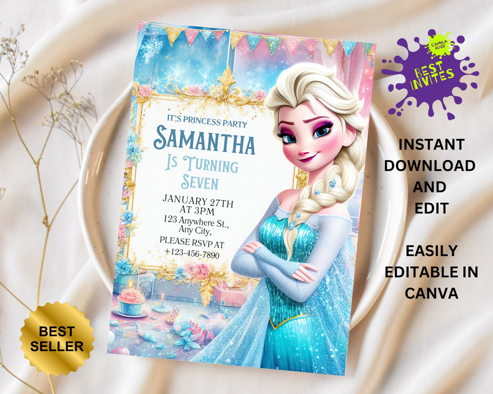 FROZEN Invitation Elsa Birthday Invitation Winter Snow Birthday ...