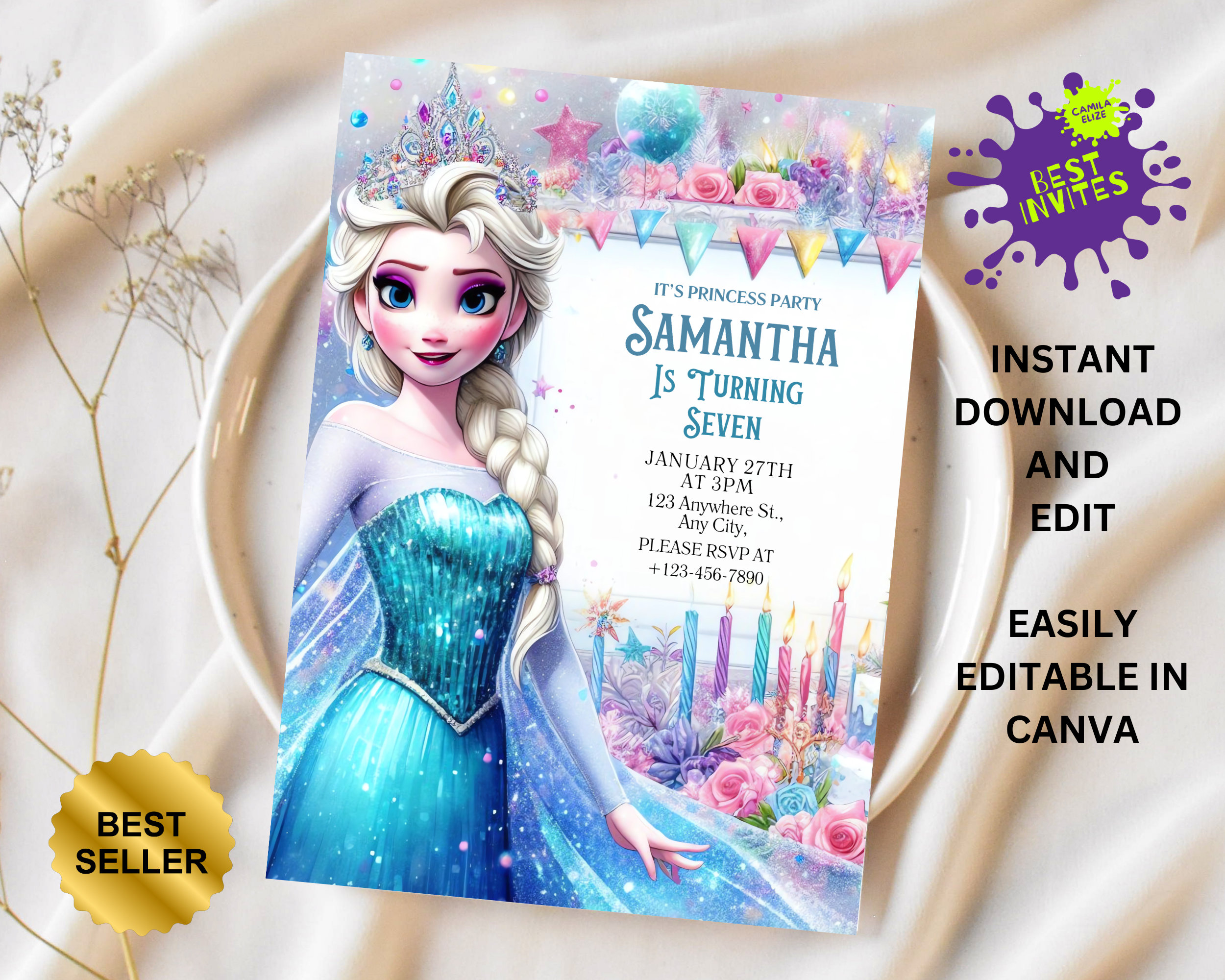 FROZEN Invitation Elsa Birthday Invitation Winter Snow Birthday ...