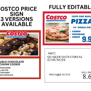 Costco Party Package, Costco Birthday Bundle, Editable Price Sign ...