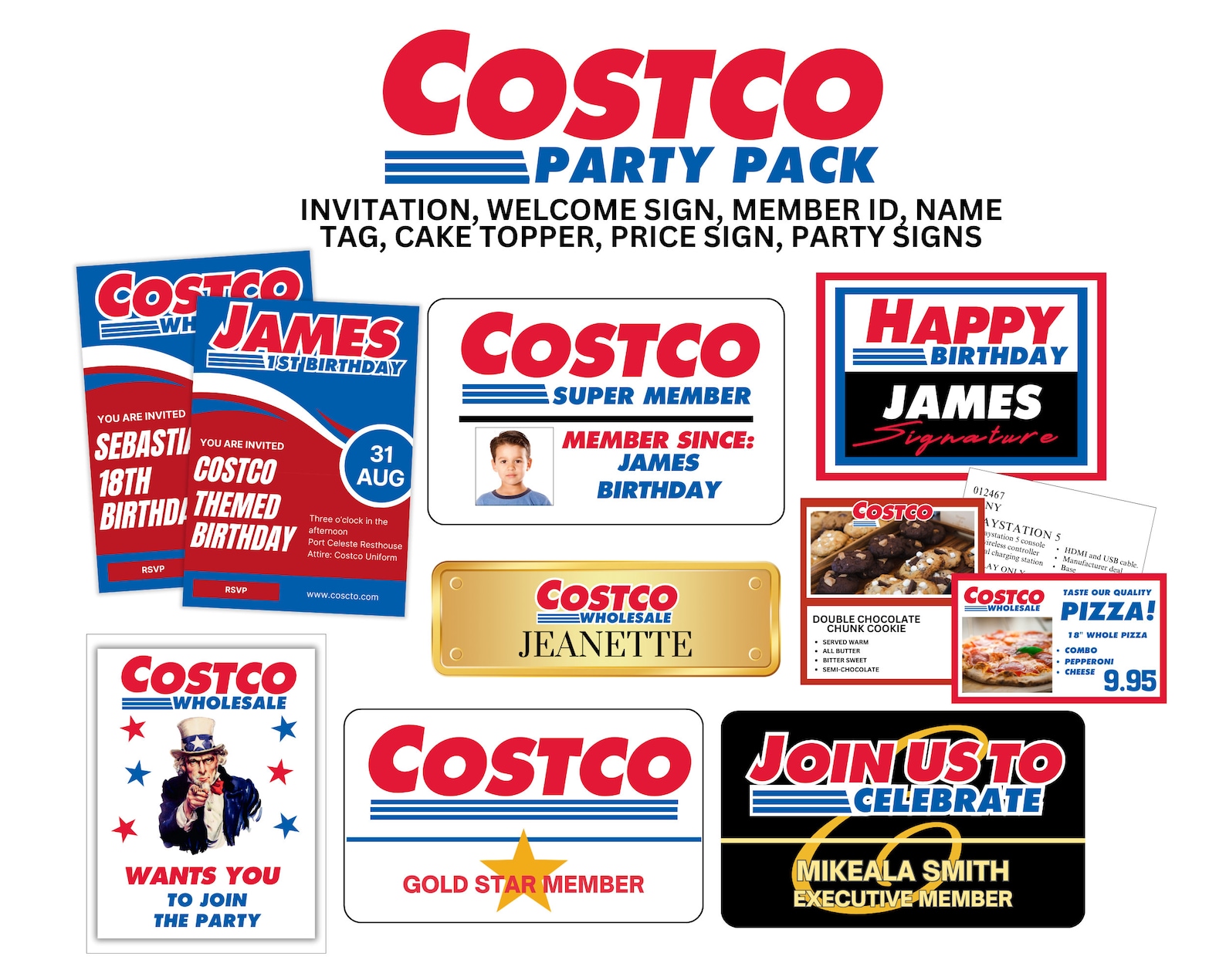 Costco Party Package, Costco Birthday Bundle, Editable Price Sign ...