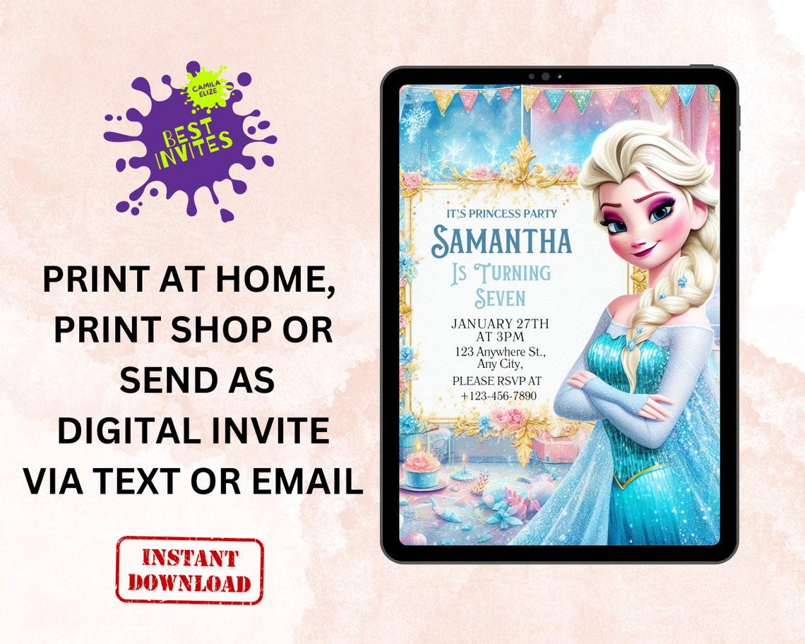 FROZEN Invitation Elsa Birthday Invitation Winter Snow Birthday ...