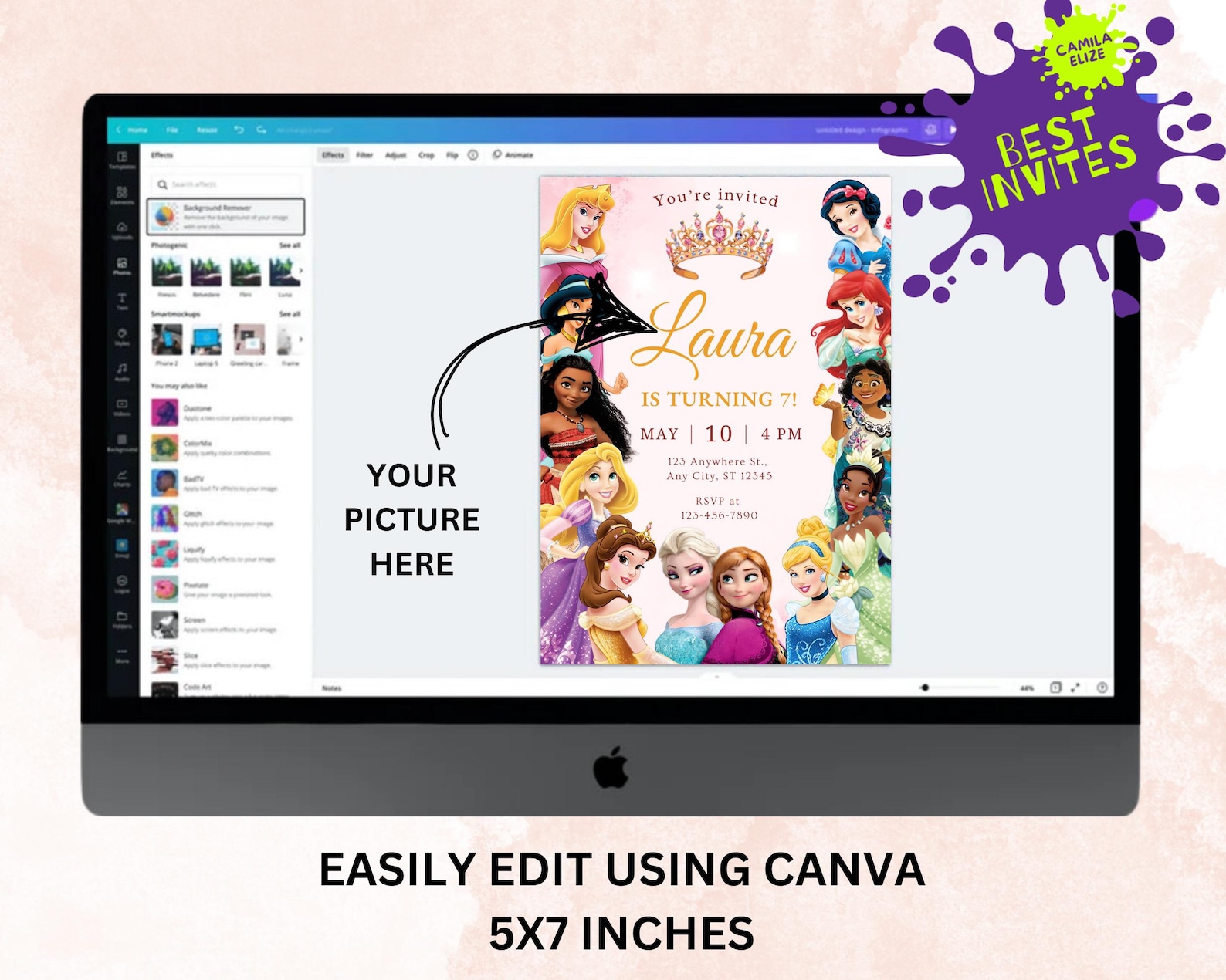 Princess Birthday Invitation Princess Invitation Princess Party ...