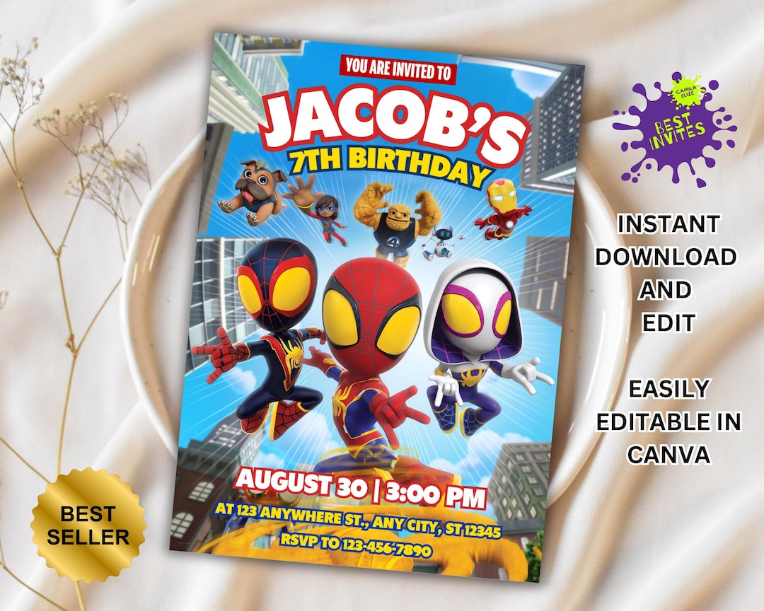 Spidey Invitation Spidey and His Amazing Friends Birthday Invitation ...