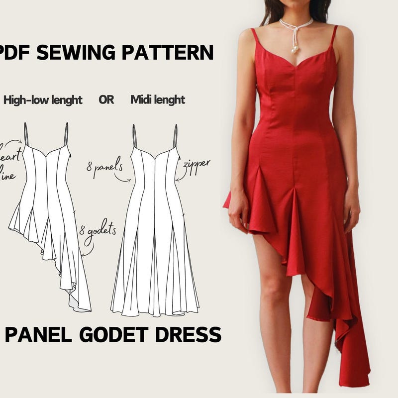 Godet Dress Pattern - Etsy UK