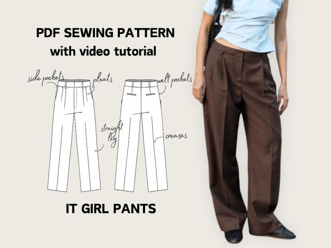 Straight Leg Trousers Sewing Pattern: It Girl Pants (digital Download ...