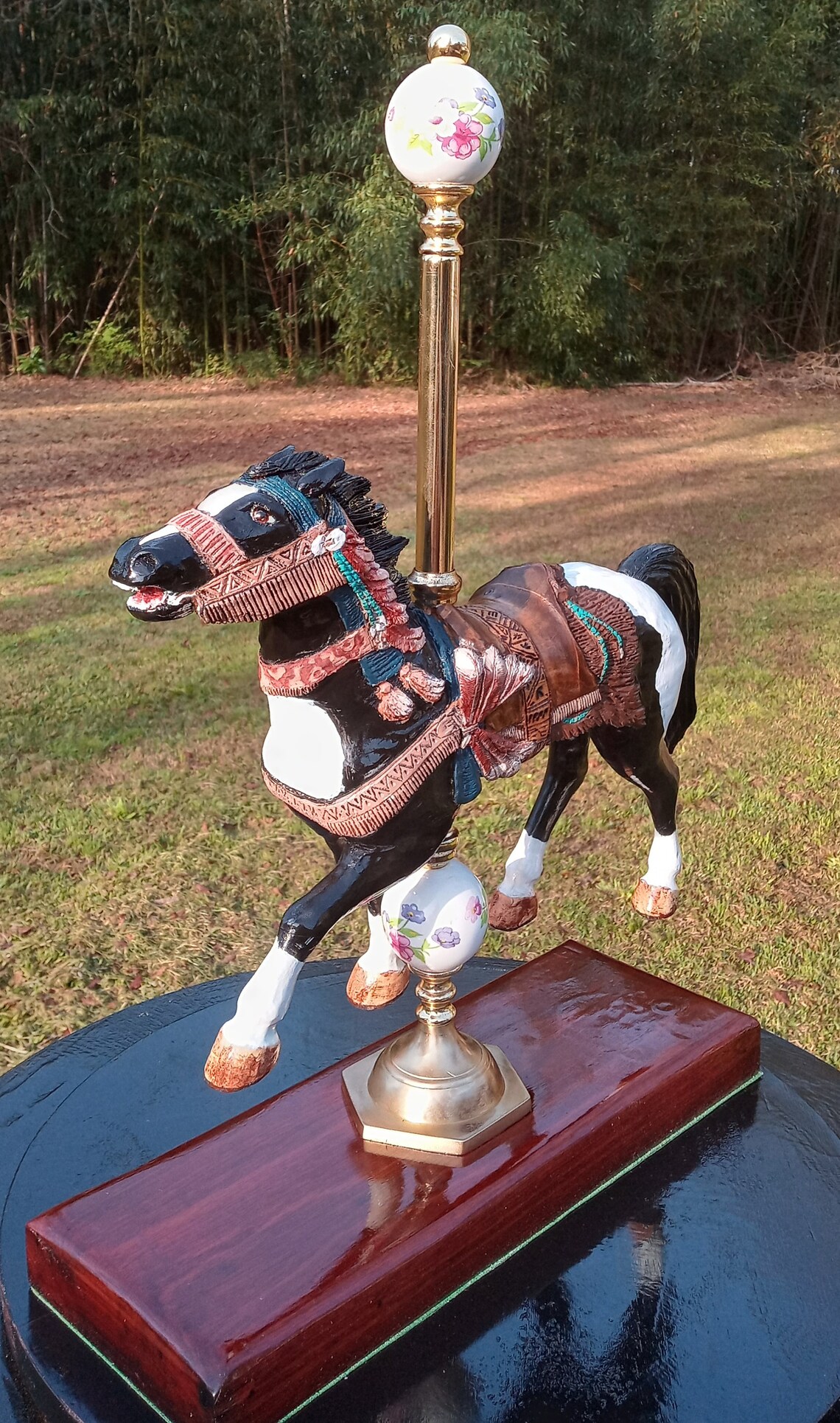 Equestrian Carved Wood Horse Pony Sculpture "indian Paint" 23"x17" - Etsy