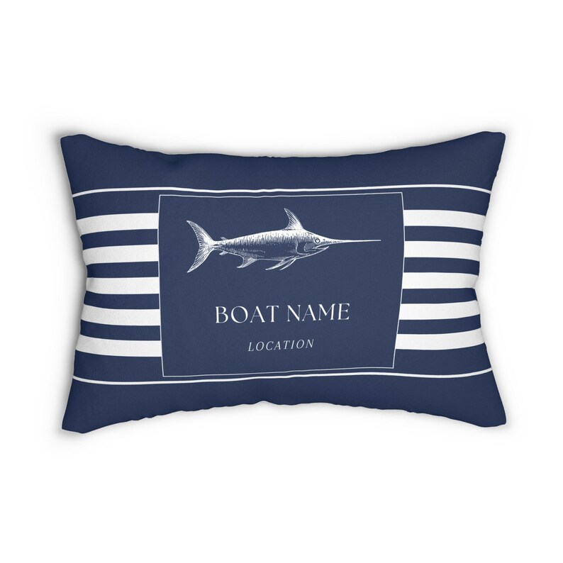 Swordfish Boat Nautical Coastal Design Custom Lumbar Pillow - Etsy