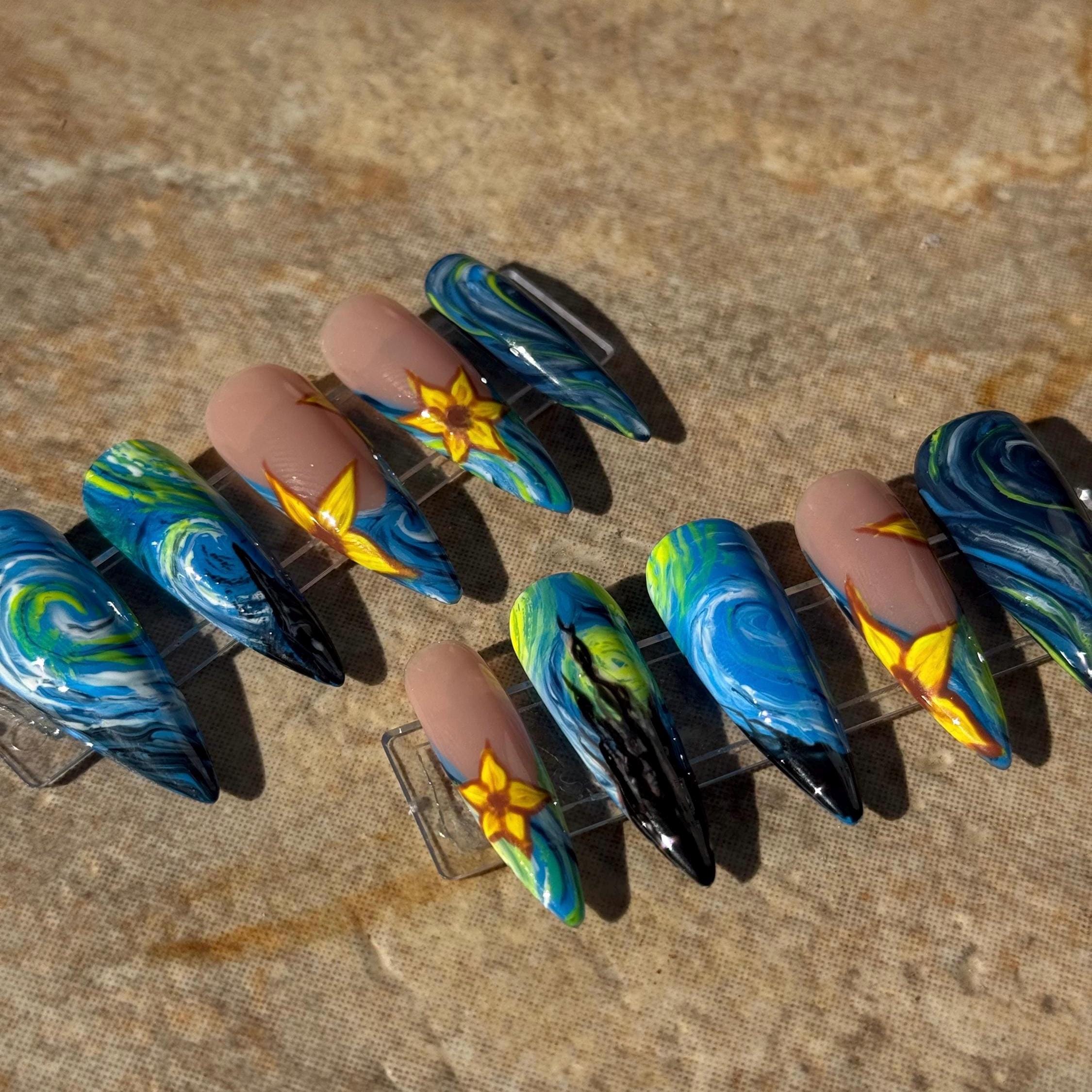 Van Gogh Starry Night Press on Nails - Etsy