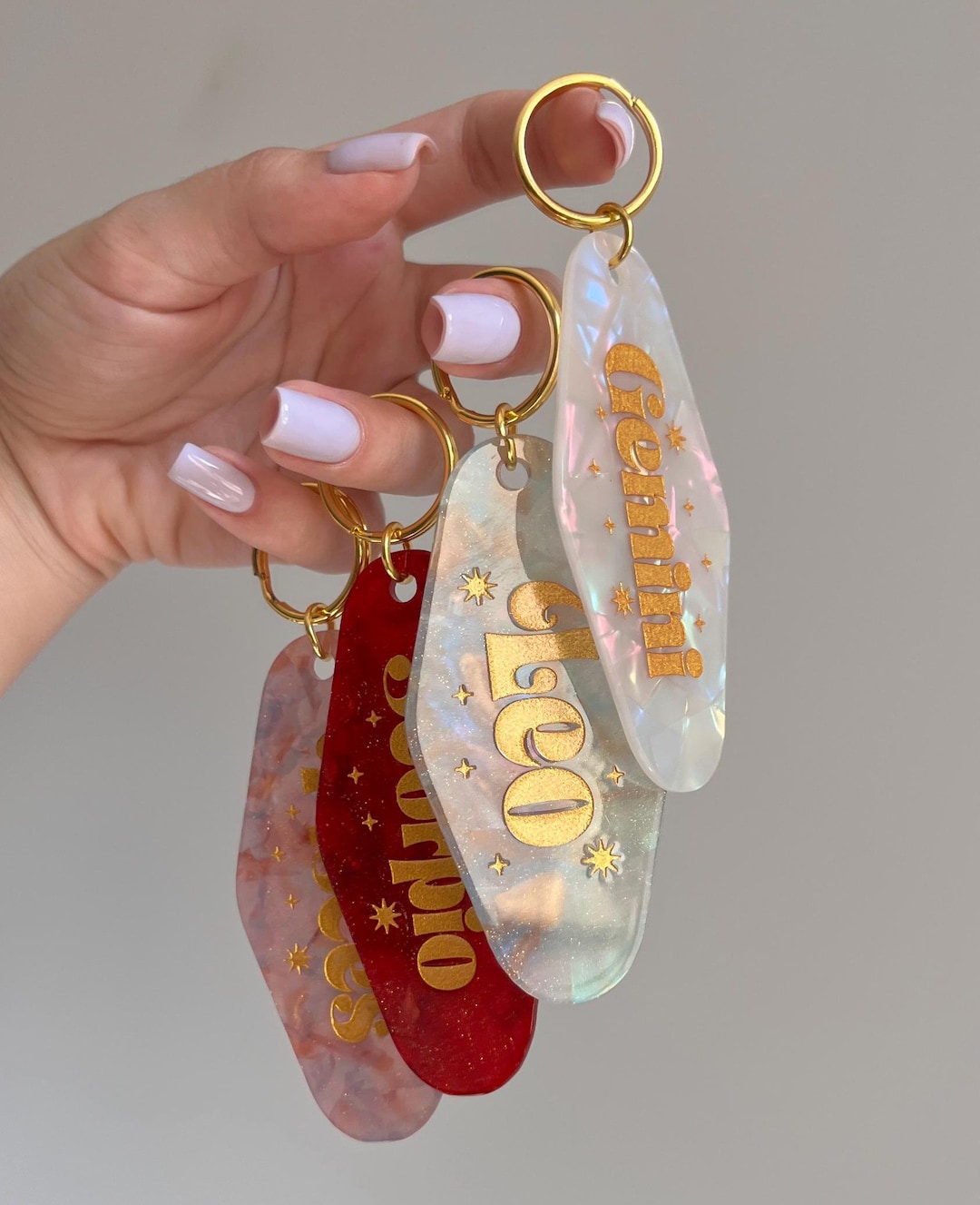 Custom Zodiac Sign Resin Keychain Horoscope Keychain, Personalized ...