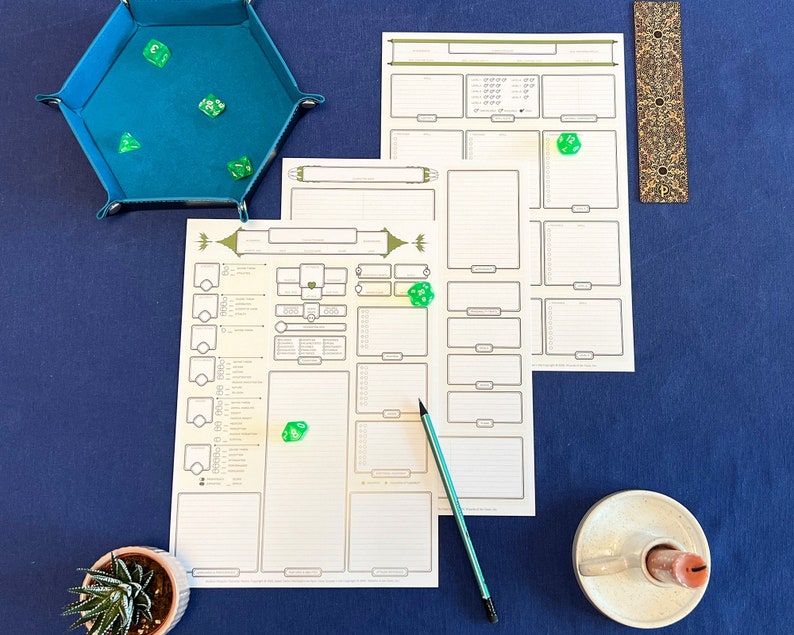 D&D 5e Character Sheets, Form Fillable, Color, Forest Green - Etsy Hong ...