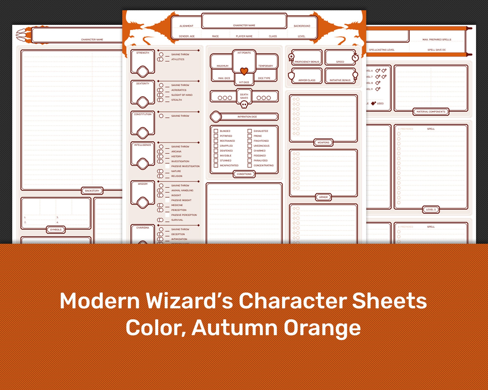 D&D 5e Character Sheets, Form Fillable, Color Bundle - Etsy