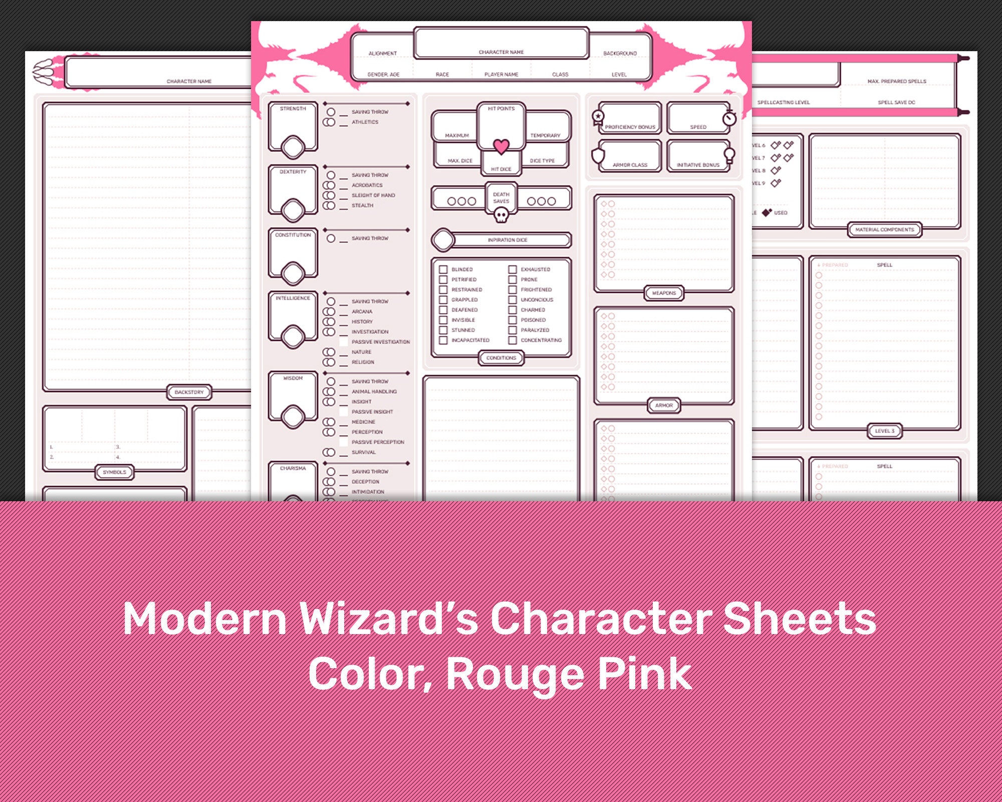D&D 5e Character Sheets, Form Fillable, Color Bundle - Etsy