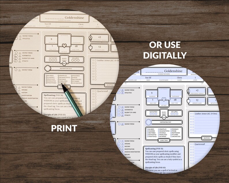 D&D 5e Character Sheets, Form Fillable, Color, Sepia Brown - Etsy
