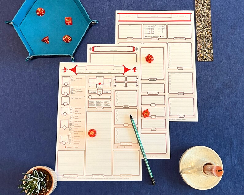 D&D 5e Character Sheets, Form Fillable, Color, Crimson Red - Etsy Canada