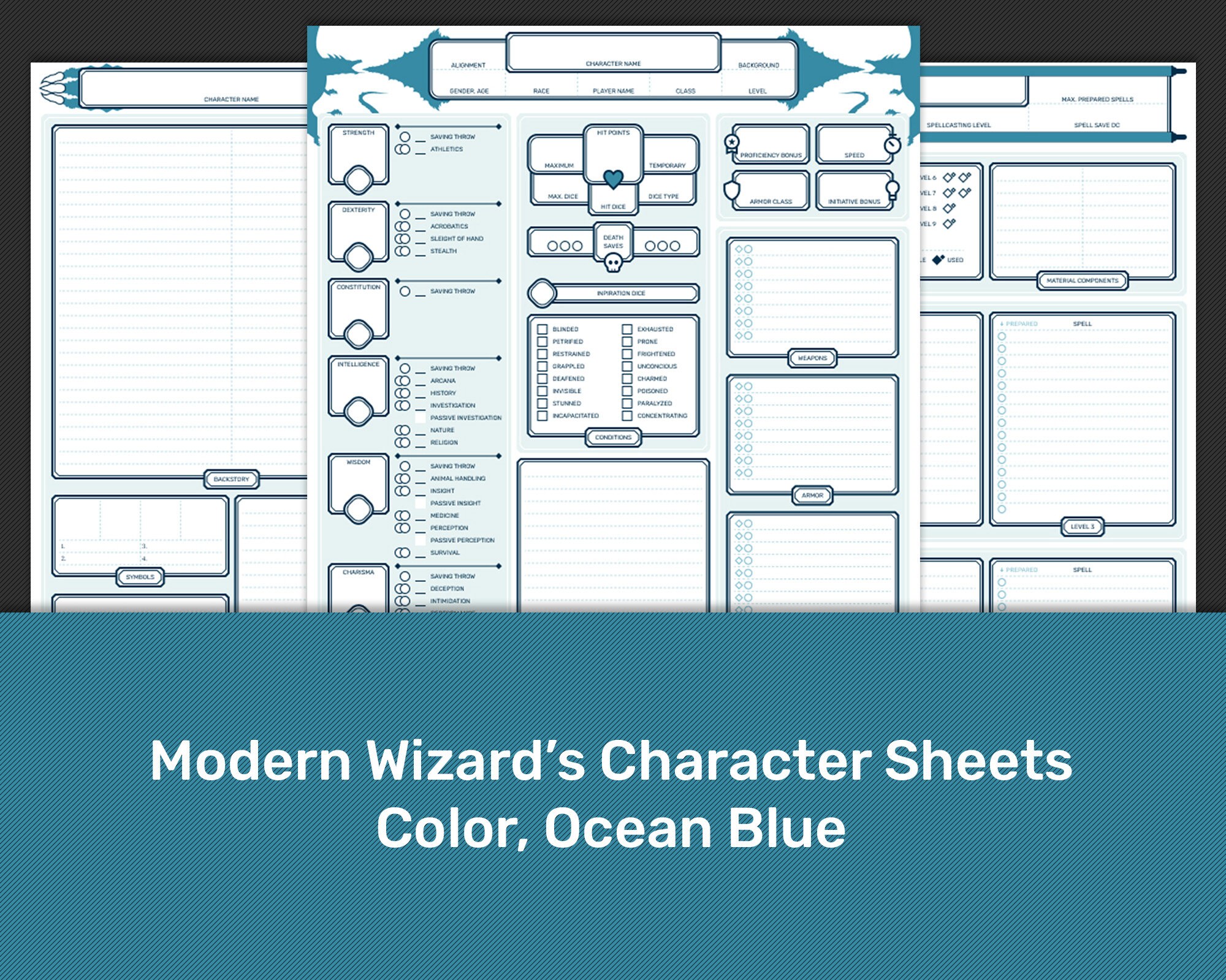 D&D 5e Character Sheets, Form Fillable, Color Bundle - Etsy