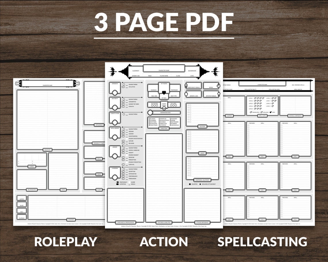 D&D 5e Character Sheets, Form Fillable, All Variants Bundle - Etsy