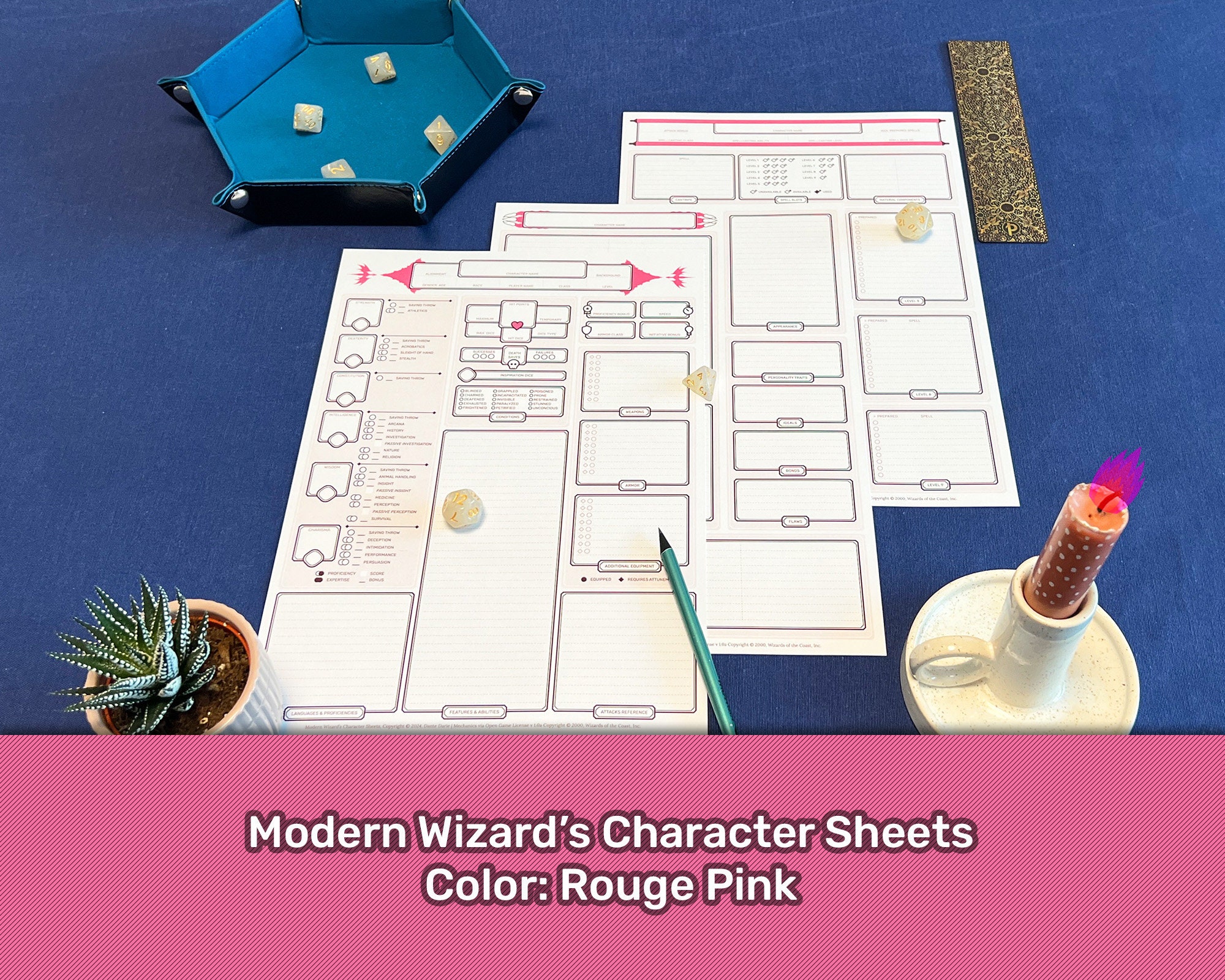 D&D 5e Character Sheets, Form Fillable, Color, Rouge Pink - Etsy