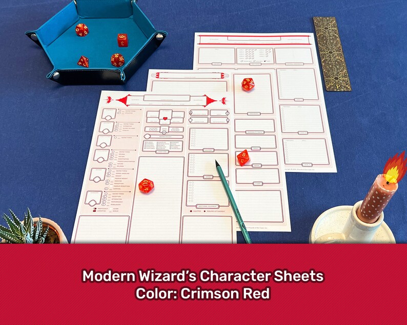 D&D 5e Character Sheets, Form Fillable, Color, Crimson Red - Etsy Canada