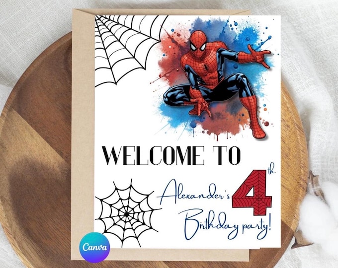 Spiderman Welcome Sign Template Instant Download, Editable Spider-man ...