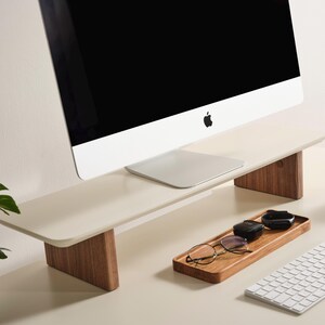 Wooden Monitor Stand in Anthracite or Cream Personalized Ergonomic Desk ...