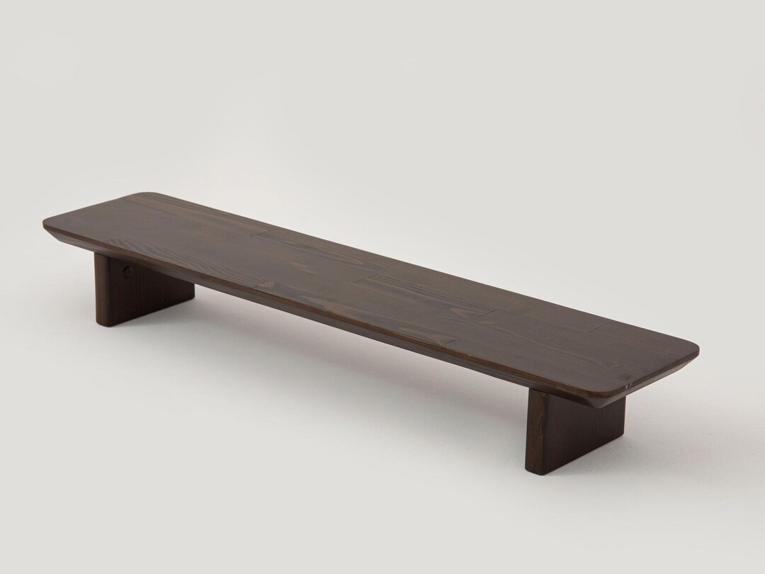 Spruce Wooden Monitor Stand – Custom Desk Riser, Dark Wood Screen Lift ...
