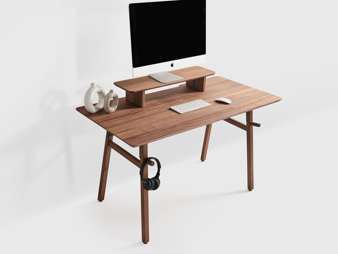 Wooden Monitor Stand, American Walnut Monitor Riser, Black Oak, Cream ...
