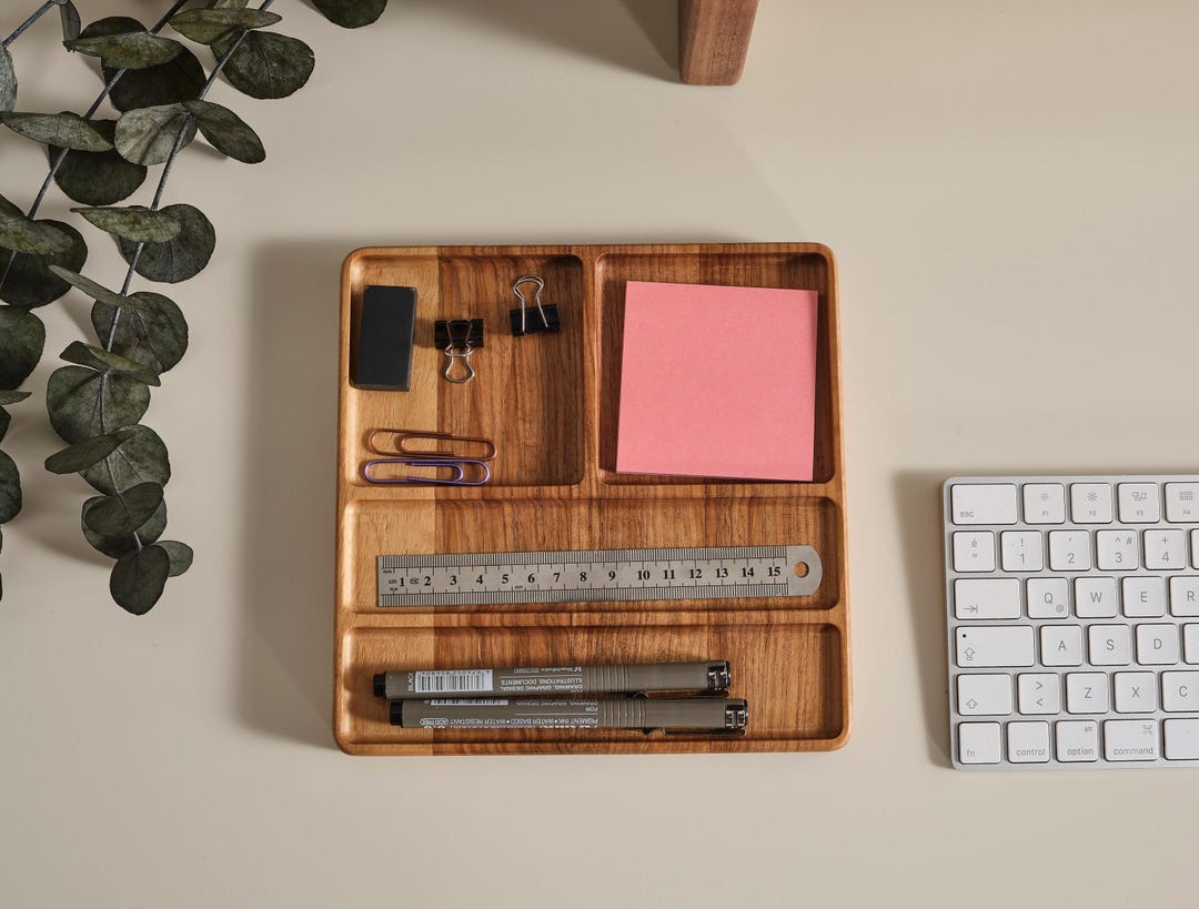 Wooden Note Tray, Cathch All Tray, Minimalist Desk Organizer for Modern ...