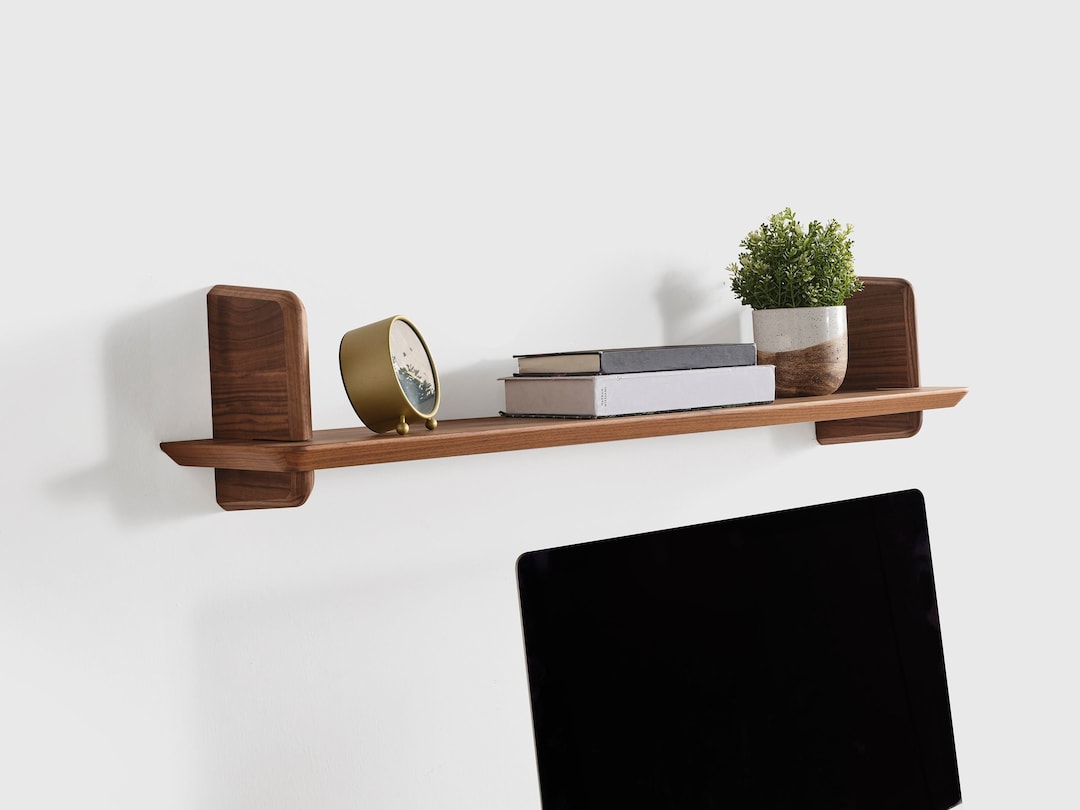 Walnut Wall Shelf, Book Shelf, Accessory Shelf, Customizable Sizes ...