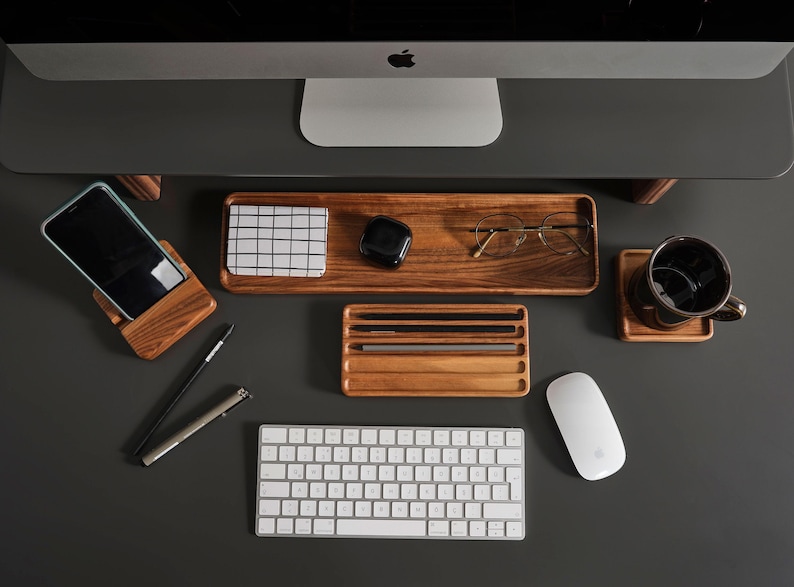 Handmade Beech Wood Desk Organizer Set: Minimalist Office Storage - Etsy UK