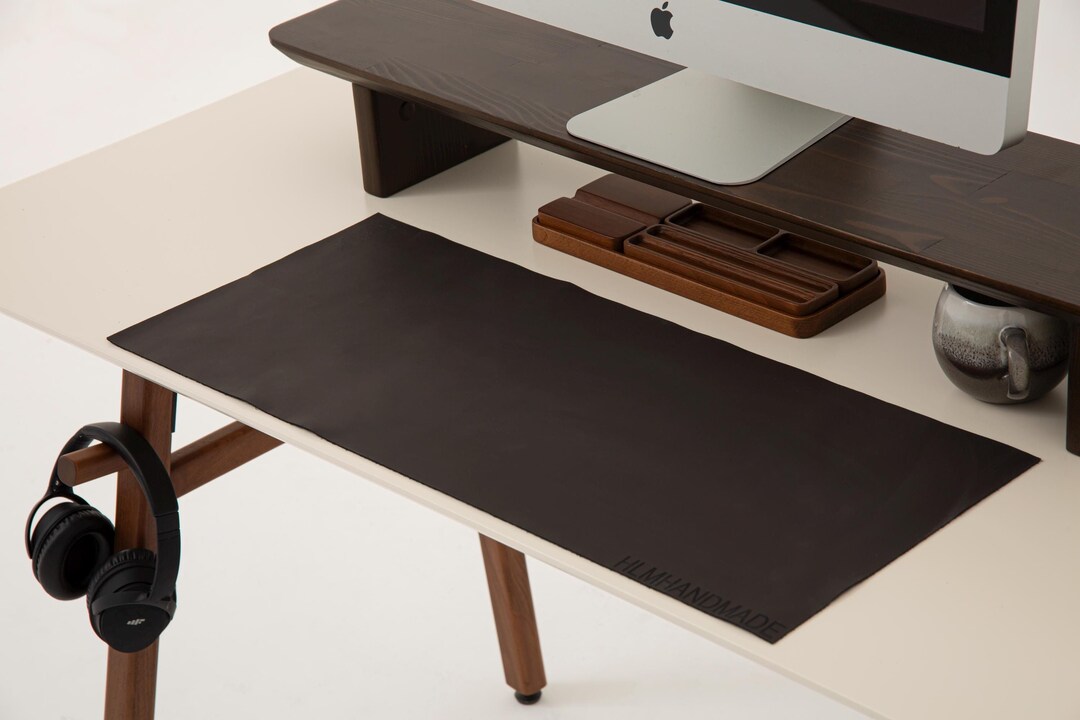 Black Leather Desk Mat, Leather Laptop Mat, Custom Size, Laser ...