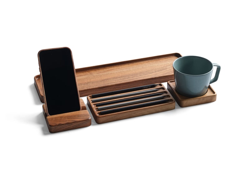 Handmade Beech Wood Desk Organizer Set: Minimalist Office Storage - Etsy UK