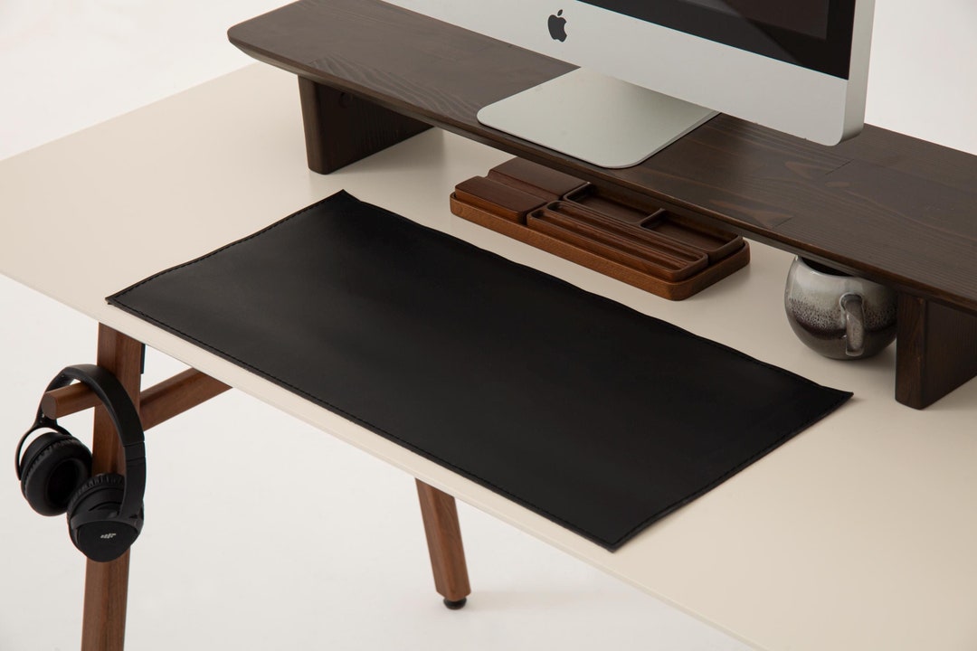 Black Leather Desk Mat, Leather Laptop Mat, Custom Size, Laser ...