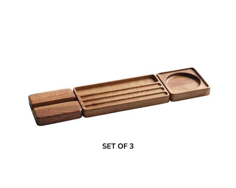 Handmade Beech Wood Desk Organizer Set: Tray, Coaster & Phone Stand - Etsy