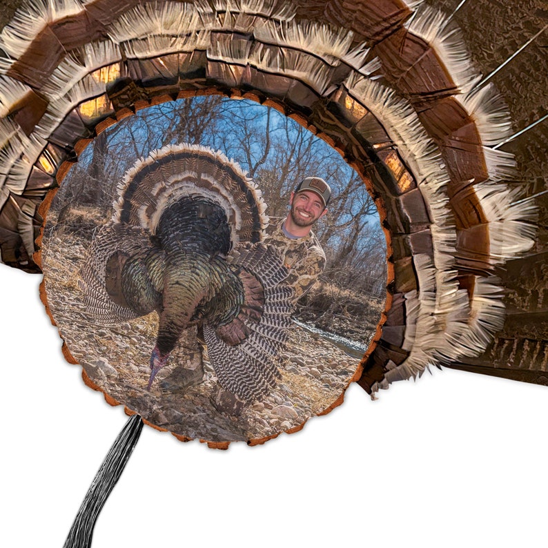 Custom Turkey Fan Mount Turkey Fan With Color Photo Turkey Fan Plaque ...