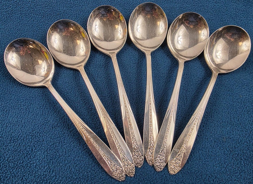 National Double Tested Silverplate 'princess Royal' Style Soup Spoons ...