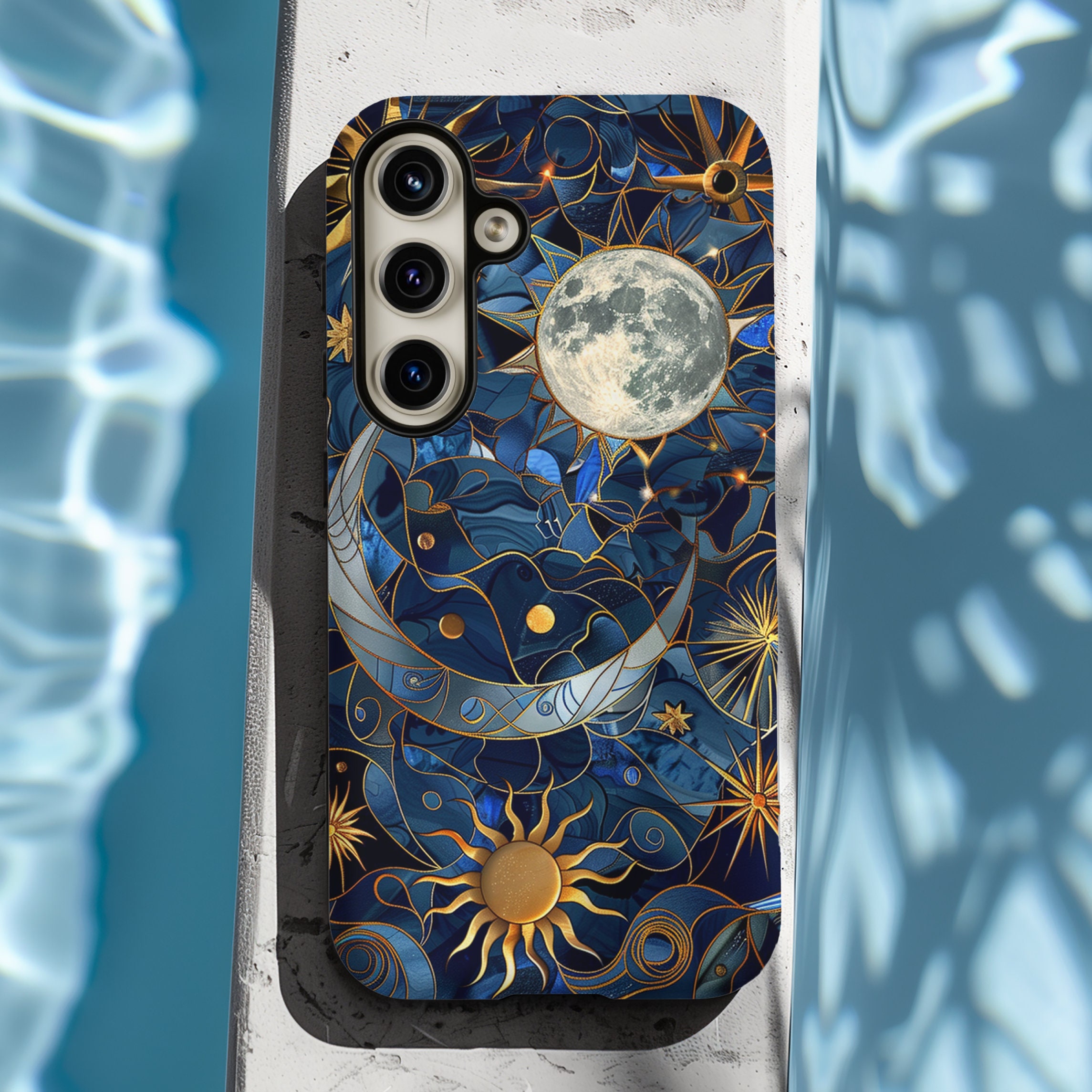 Pastel Sun and Moon Stained Glass Fantasy Print Phone Case for iPhone ...