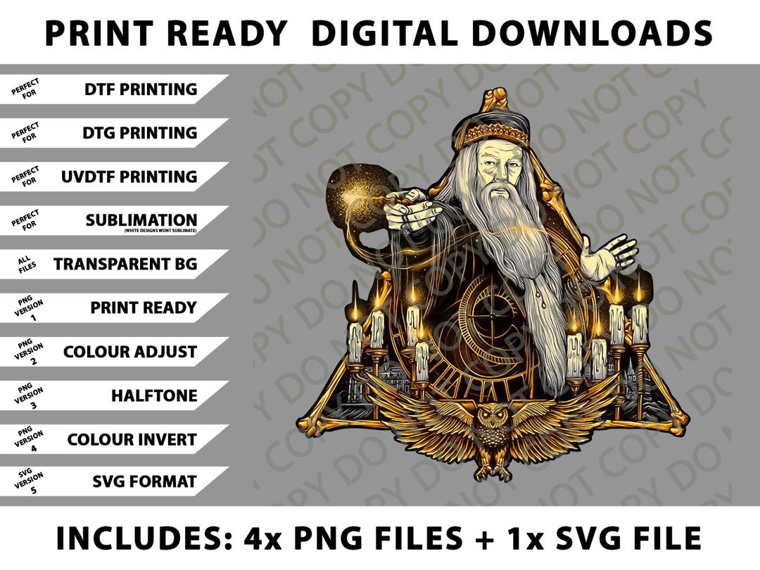 The Great Wizard, Professor Dumbledore, Trending PNG Sublimation Bundle ...