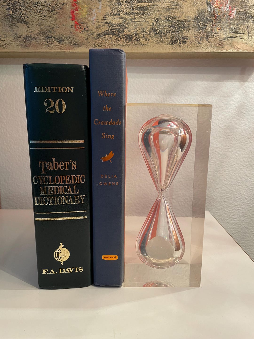 Vintage Acrylic Floating Hourglass | MCM Hourglass Decor READ - Etsy