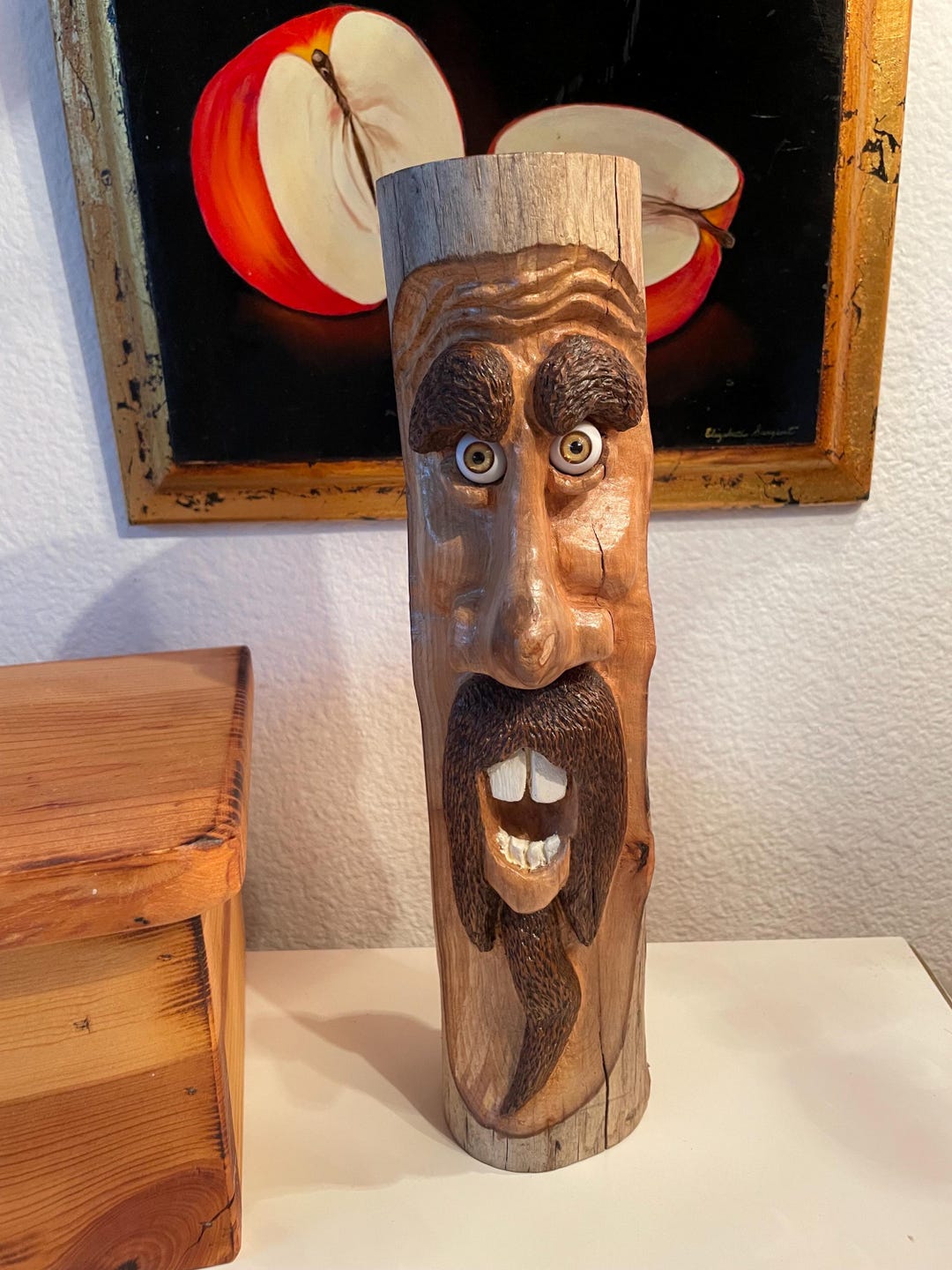 Hand Carved Wooden Tree Face Figurine | Handcrafted Tree Art - Etsy