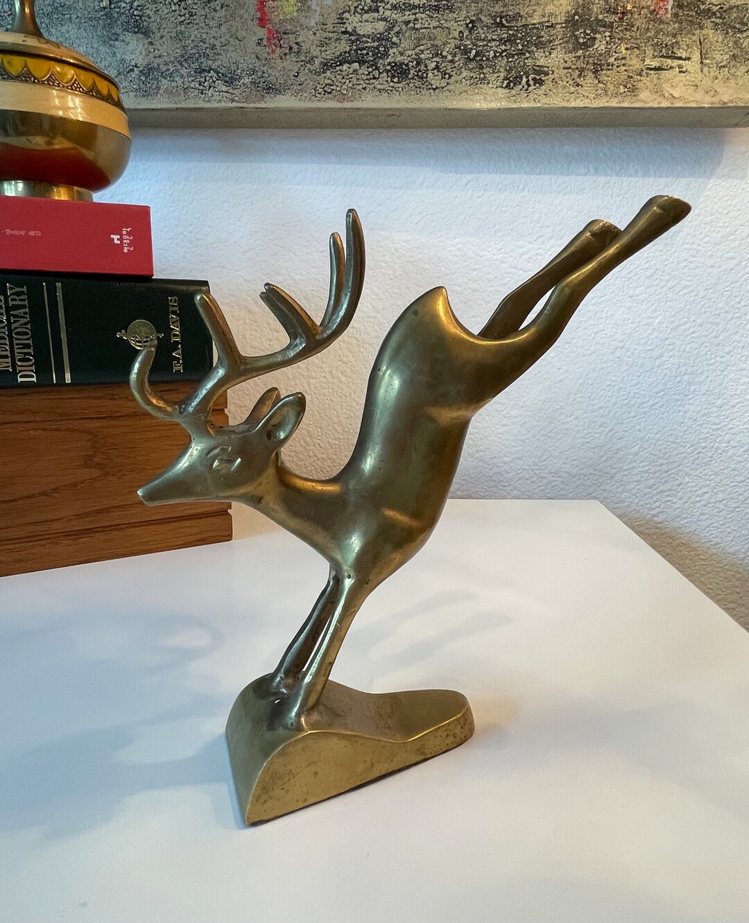Vintage Brass Leaping Deer Figurine | MCM Sculpture - Etsy