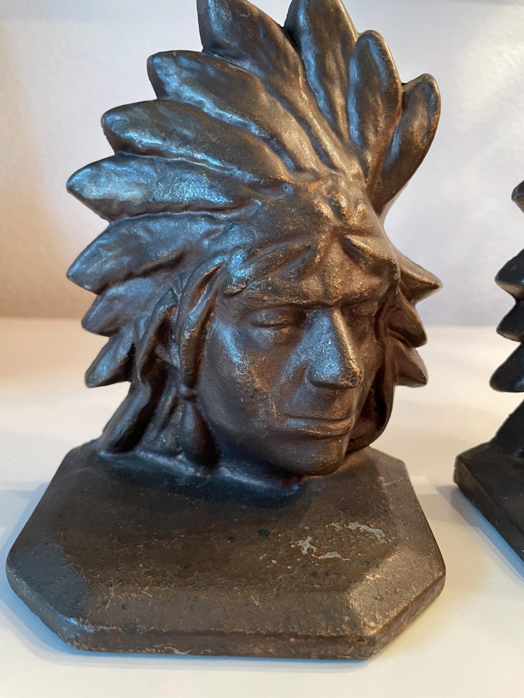 Vintage Bronze Native American Bookends Set of 2 | 2 Bronze Indian ...